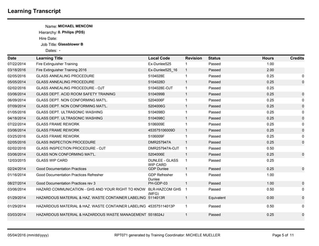 Training Transcript | PDF