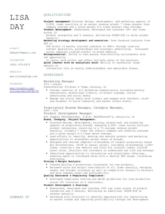 LISA DAY Resume | DOCX | Business Administration | Business