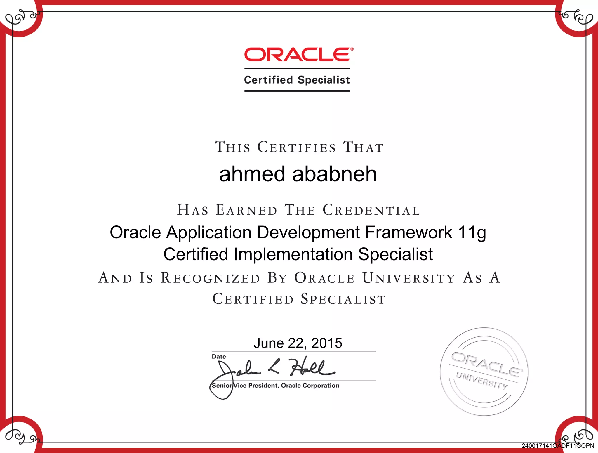 Oracle ADF Certificate | PPT
