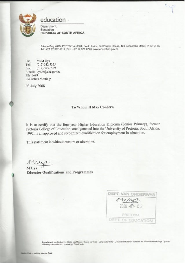 Certificate of Authentication