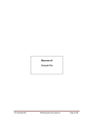 Multidispline Inspector - DEEPAK RAI | PDF