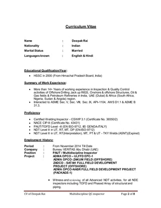 Multidispline Inspector - DEEPAK RAI | PDF