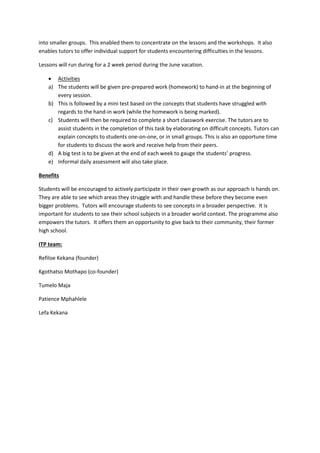 Ithuteng Tutoring Program proposal | PDF