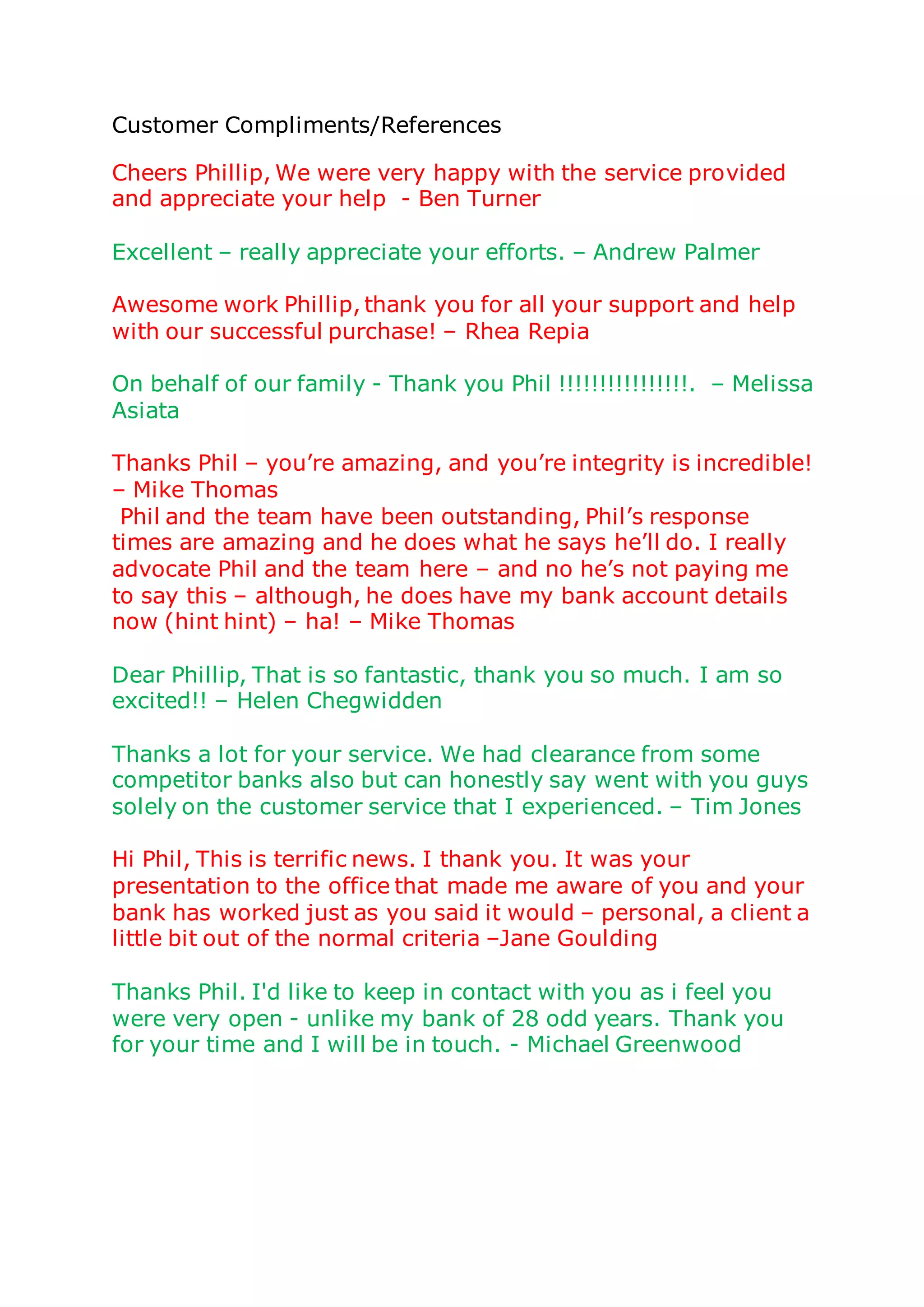 Compliments References | DOCX