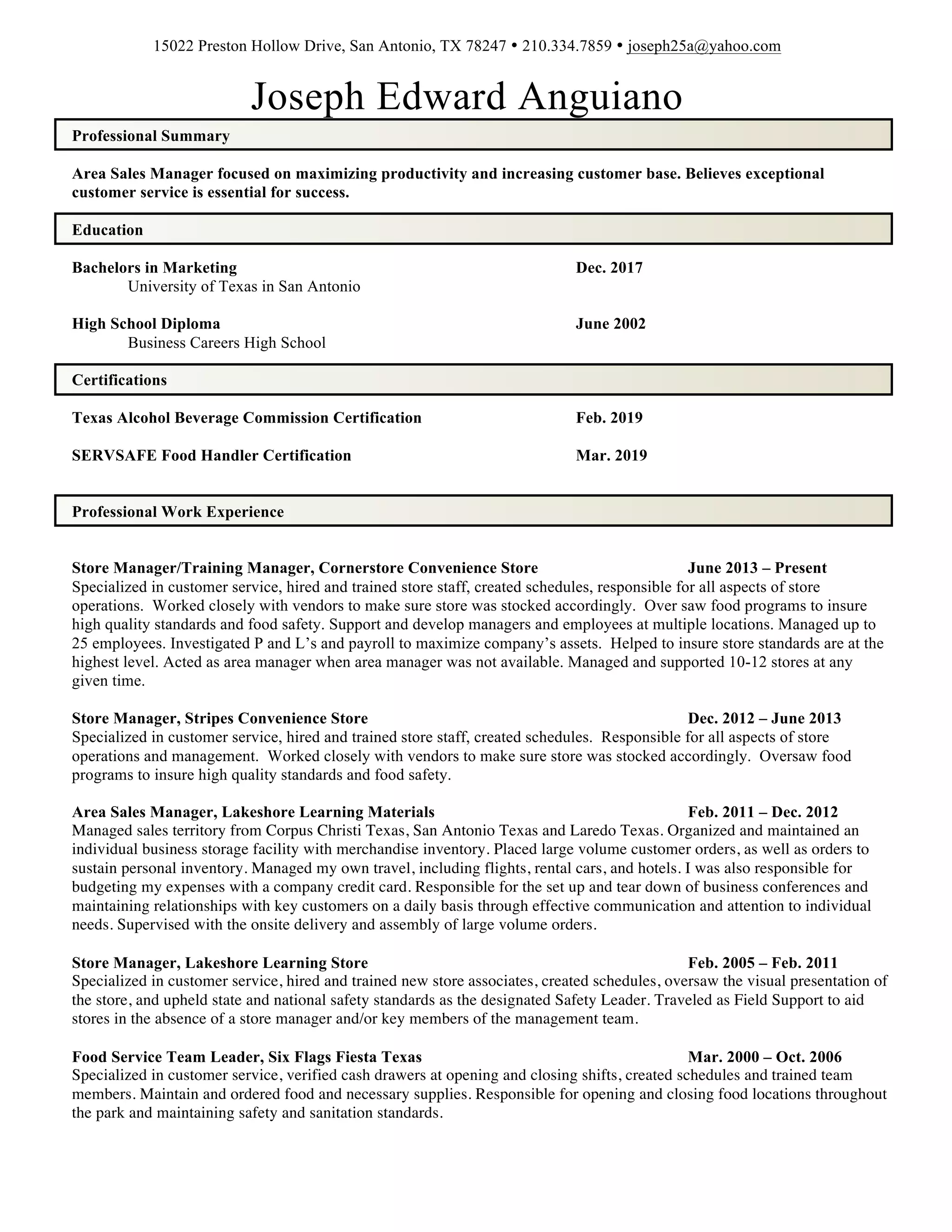 Joseph Anguiano Resume 2016 | PDF