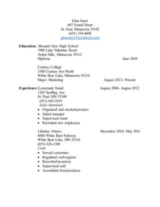 Resume #1 | DOCX | Resume Writing and Advice | Job Search