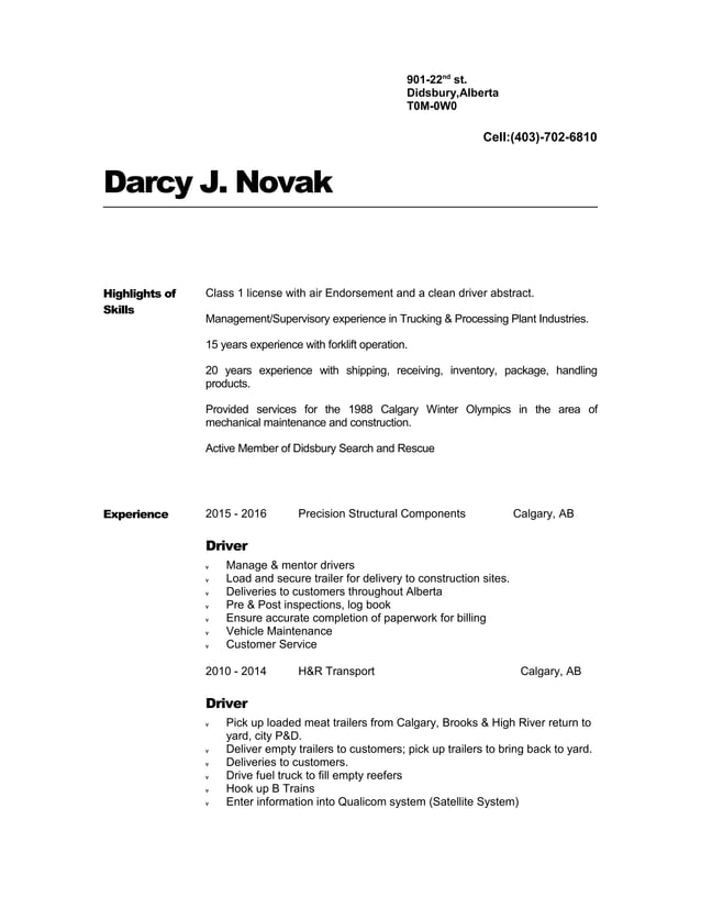 Darcy's resume2 | DOC | Logistics | Business