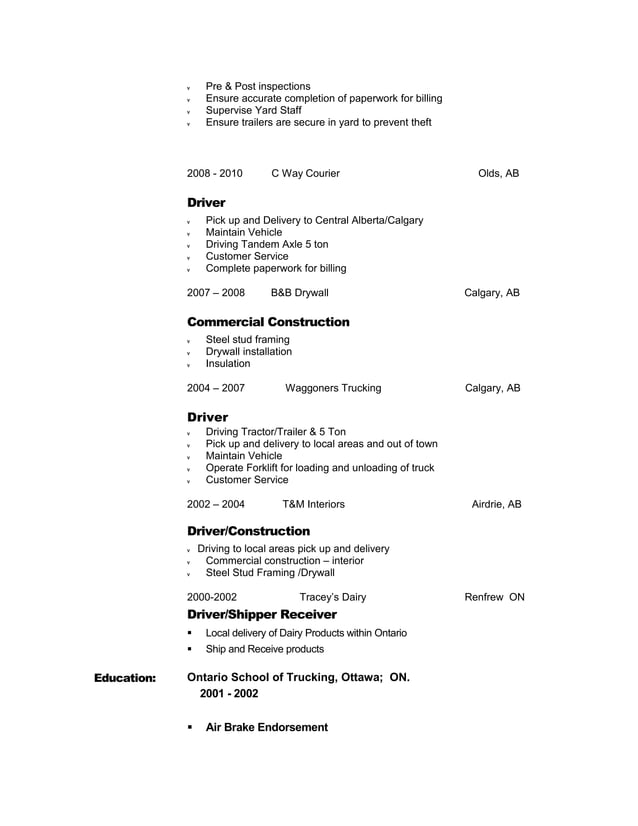 Darcy's resume2 | DOC | Logistics | Business