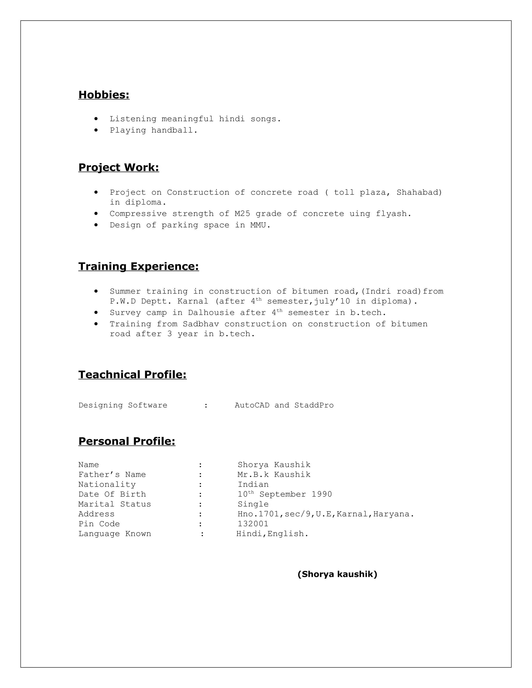 SHORYA RESUME | PDF