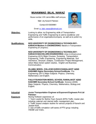 Junior Transportation Enginner cv | DOCX