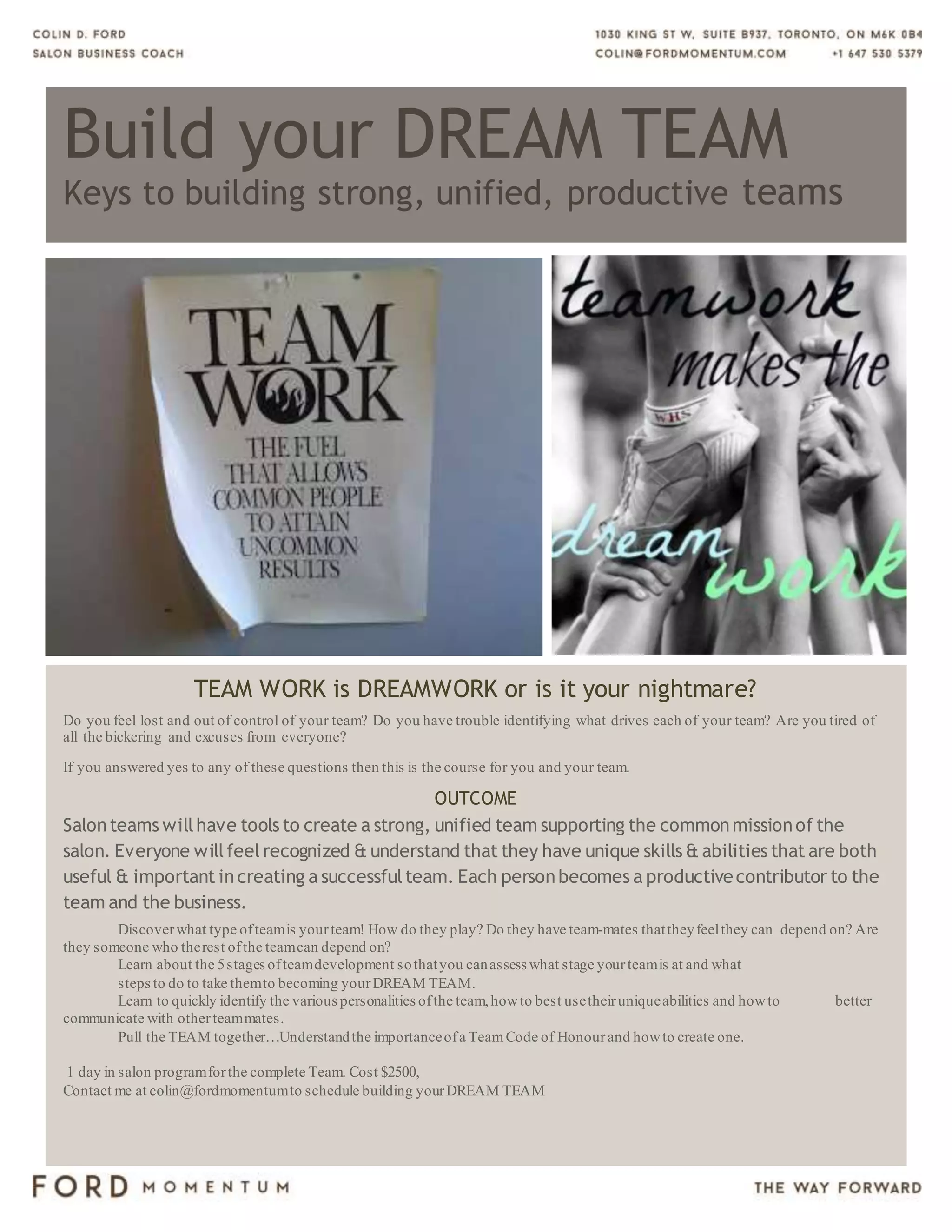 Build a Dream Team Sales Sheet | PDF