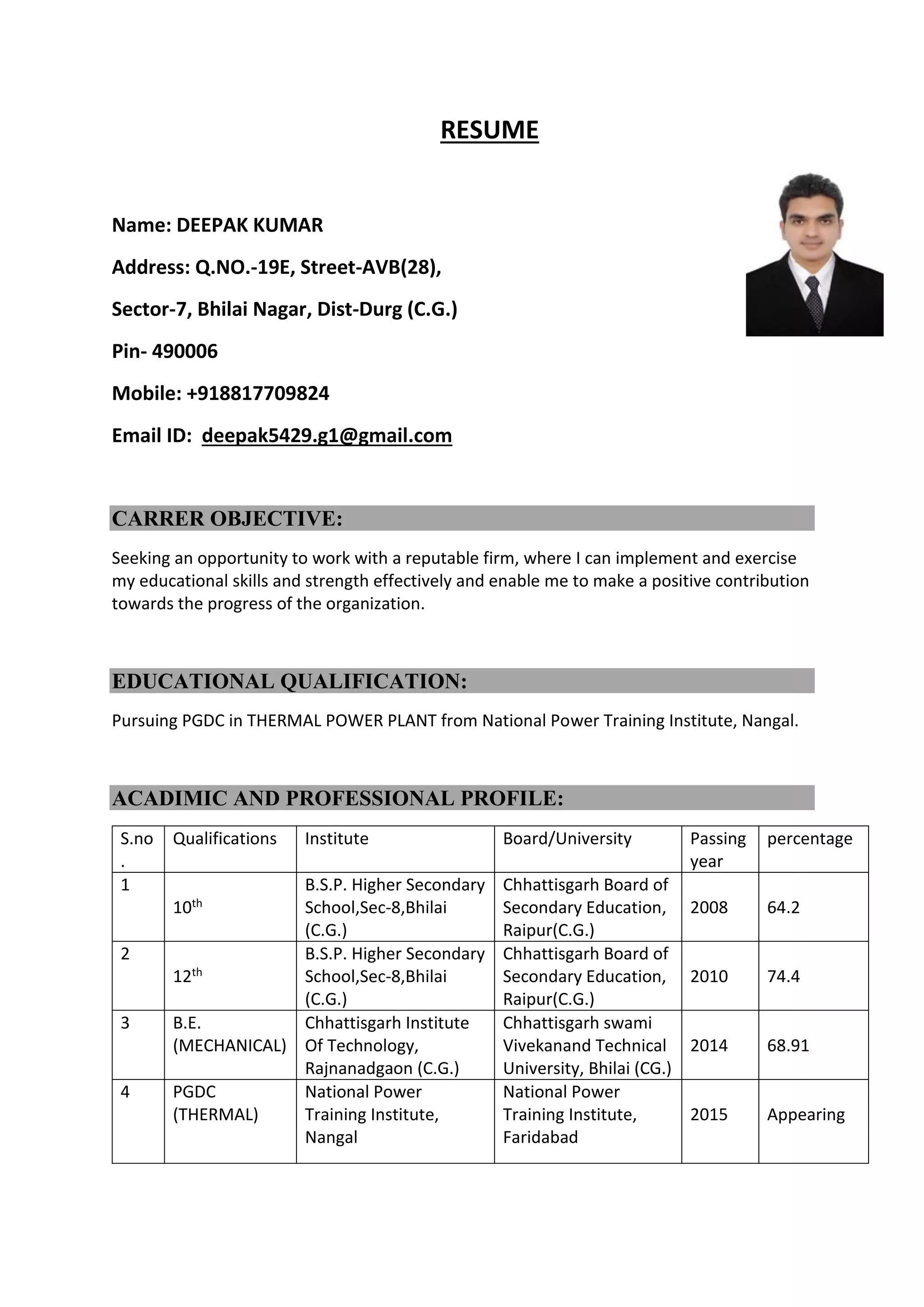 deepak resume | PDF