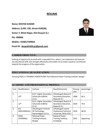 deepak resume | PDF