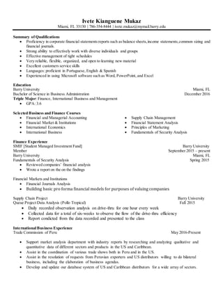 Resume Ivete Mukaz | DOCX | Business Accounting & Finance | Business
