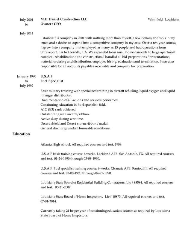 Marvin Daniel Resume | DOCX | Business | Business and Finance