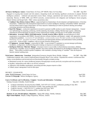 Gregory C. Witcher Full CV | DOCX