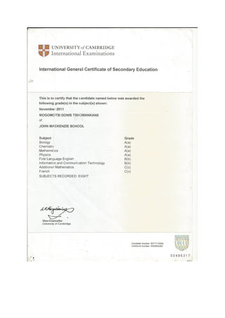 IGCSE Certificate | PDF