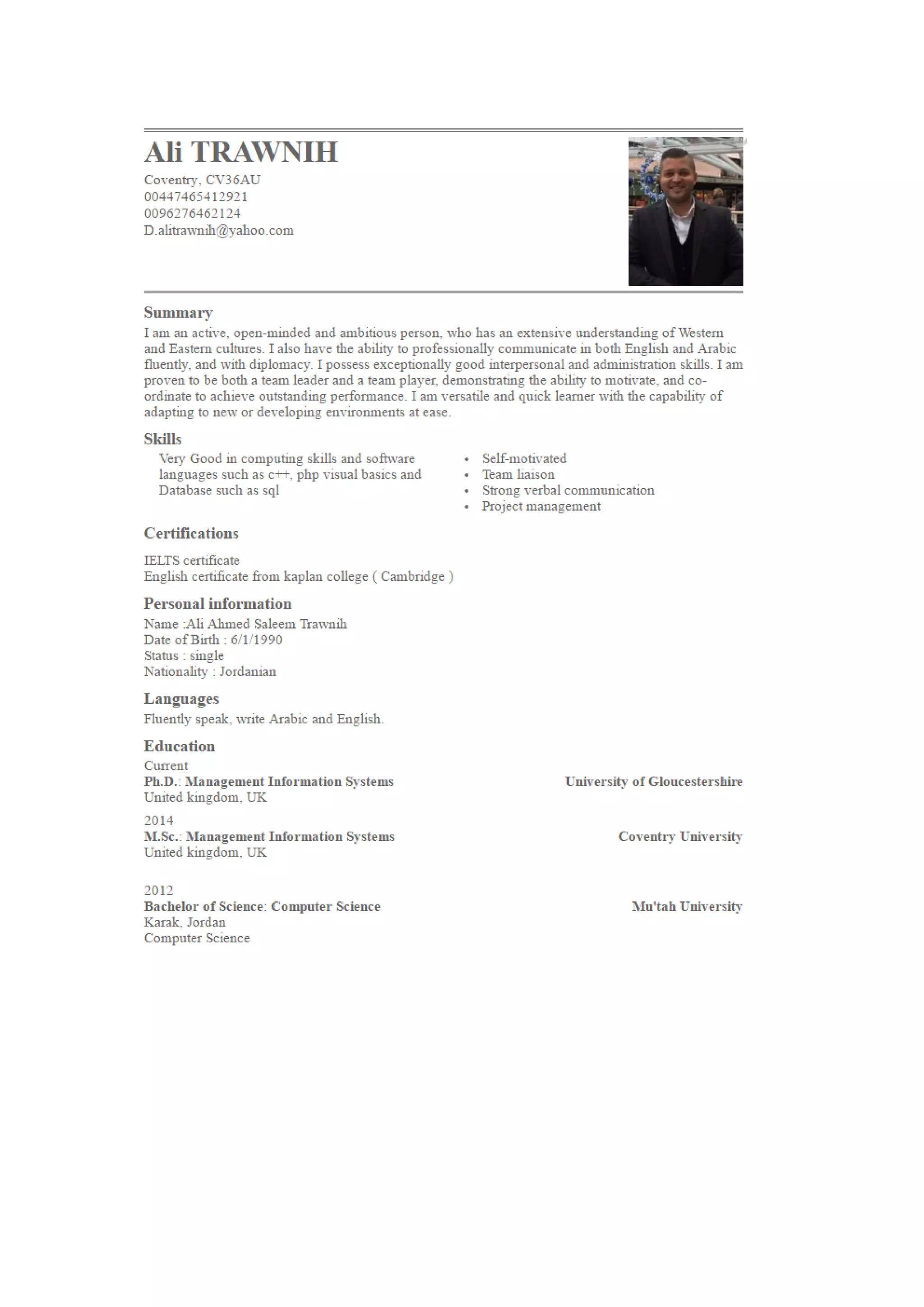ali cv new | PDF