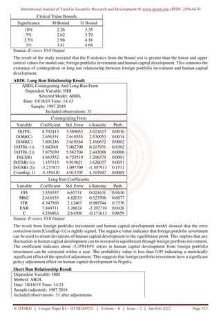 Foreign Portfolio Investment and Human Capital Development in Nigeria 1987 2018 | PDF