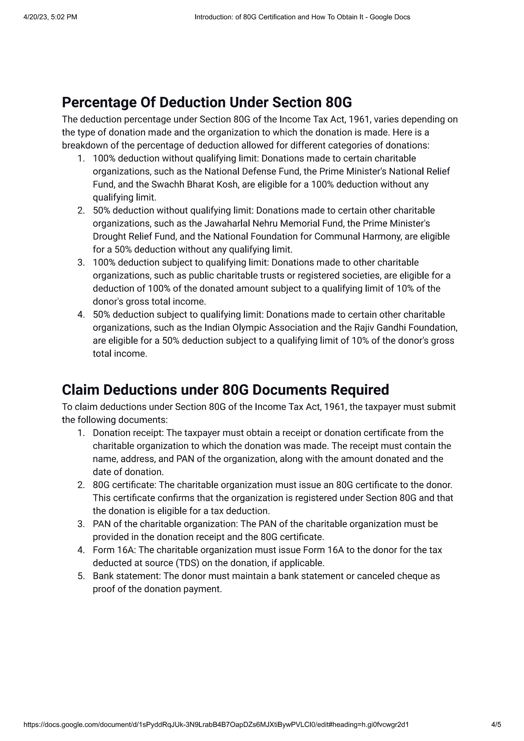 Introduction: of 80G Certification and How To Obtain It | PDF