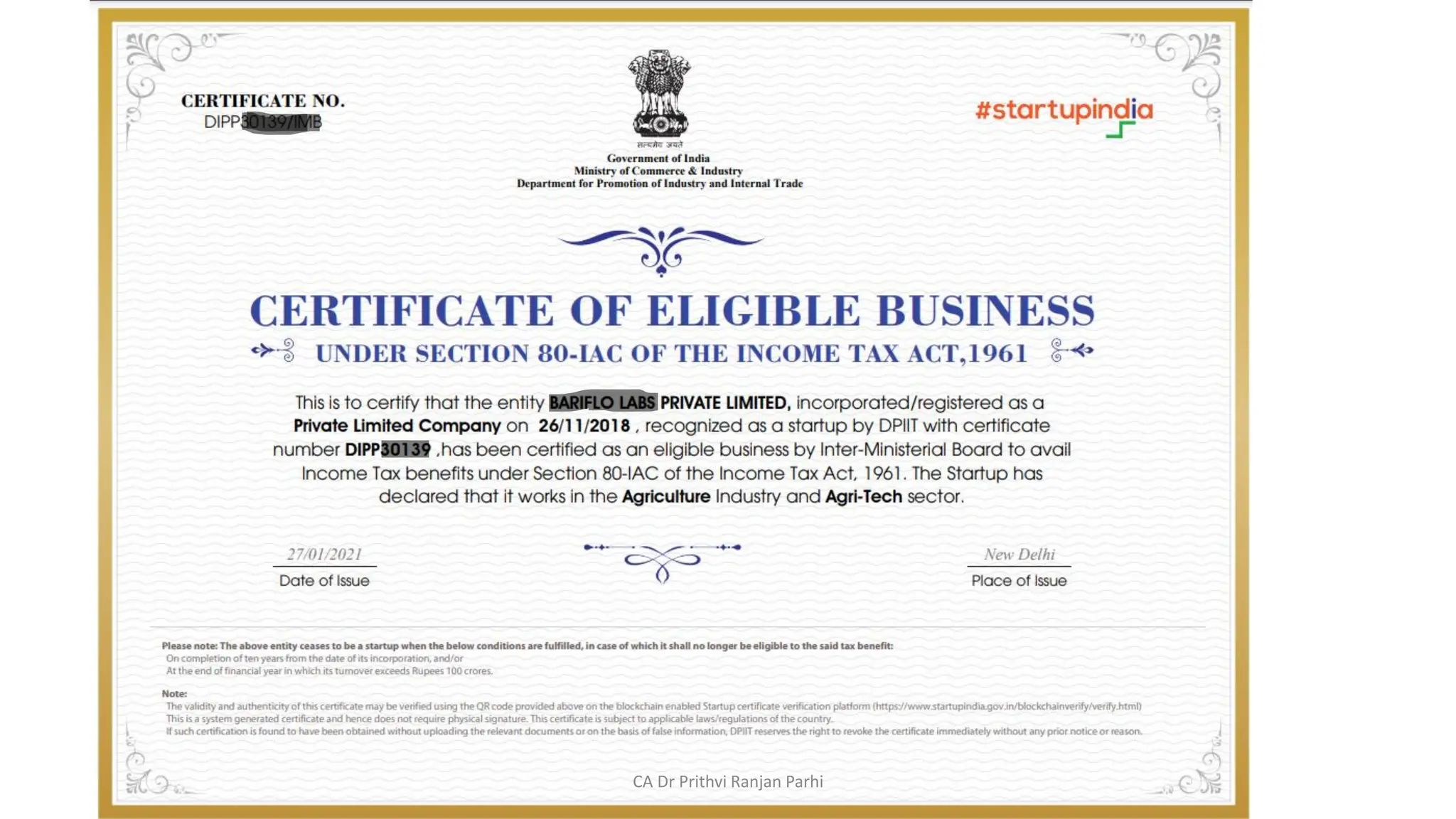 Income Tax exemption for Start up : Section 80 IAC | PDF