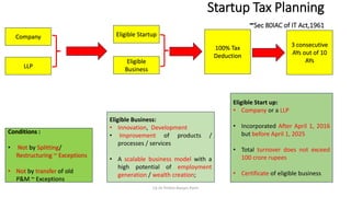 Income Tax exemption for Start up : Section 80 IAC | PDF