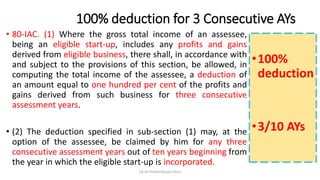 Income Tax exemption for Start up : Section 80 IAC | PDF