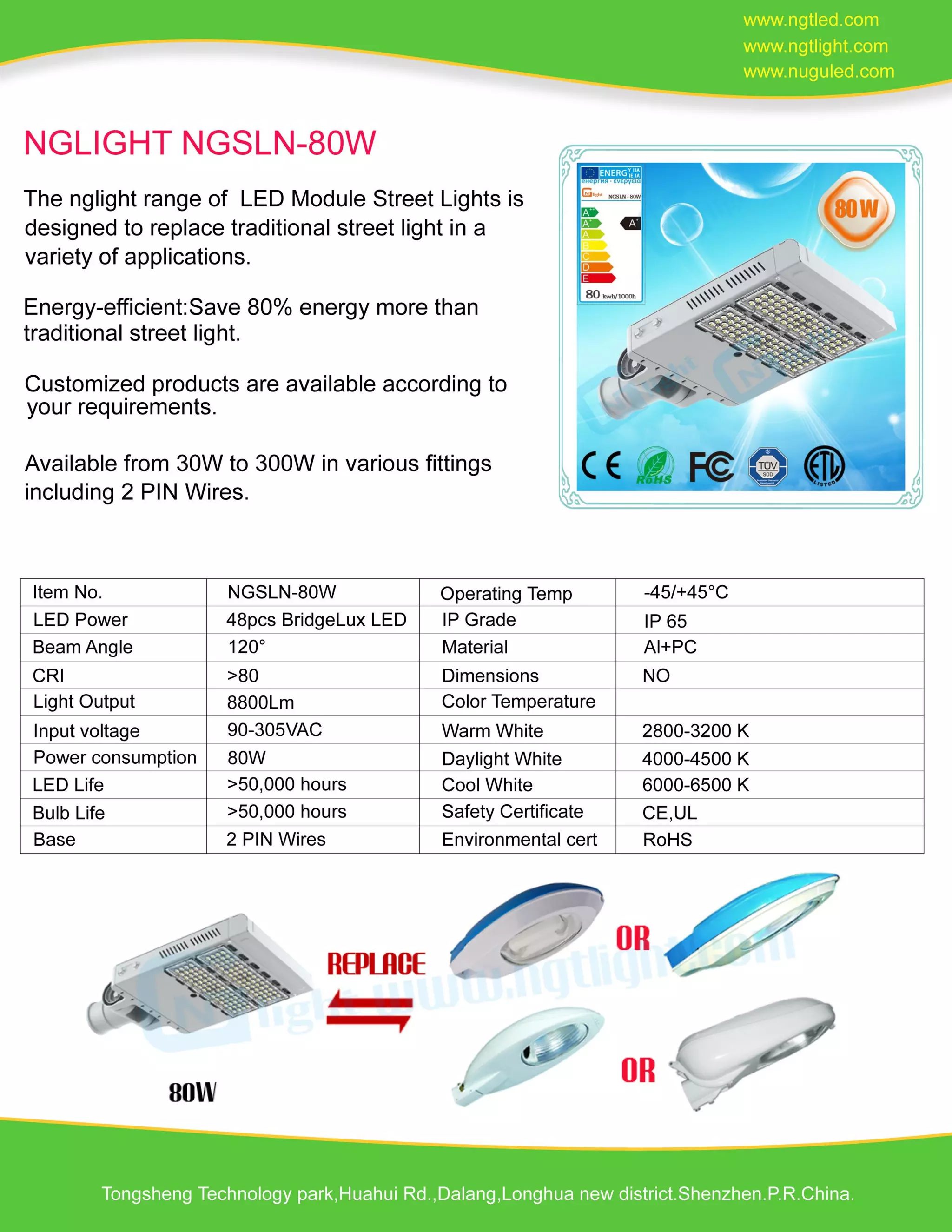 80W LED Modular Street Light 120 degree | PDF
