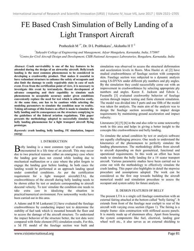 FE Based Crash Simulation of Belly Landing of a Light Transport Aircraft | PDF | Aviation ...
