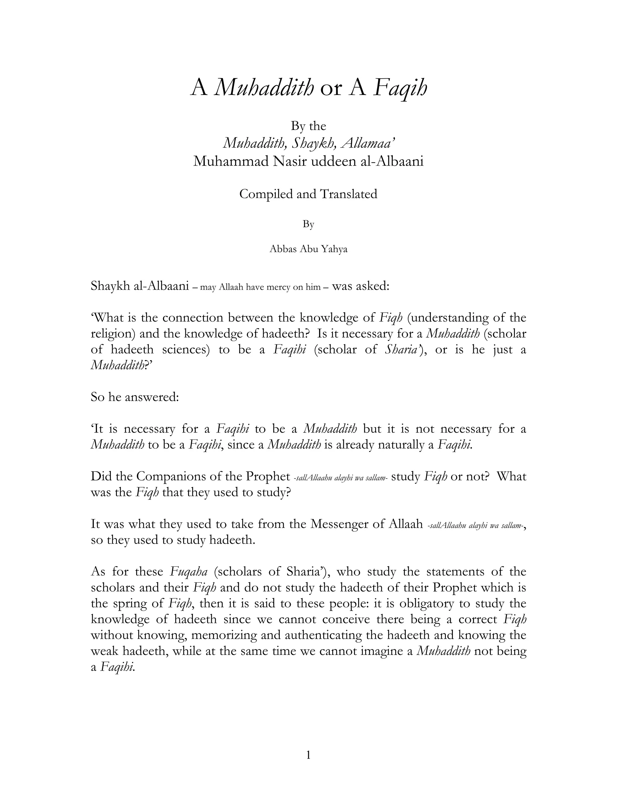 81 a-muhaddith-or-a-faqih --www.abdur_rahman.org | Islam | Religion ...