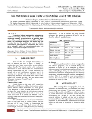 Soil Stabilization using Waste Cotton Clothes Coated with Bitumen | PDF