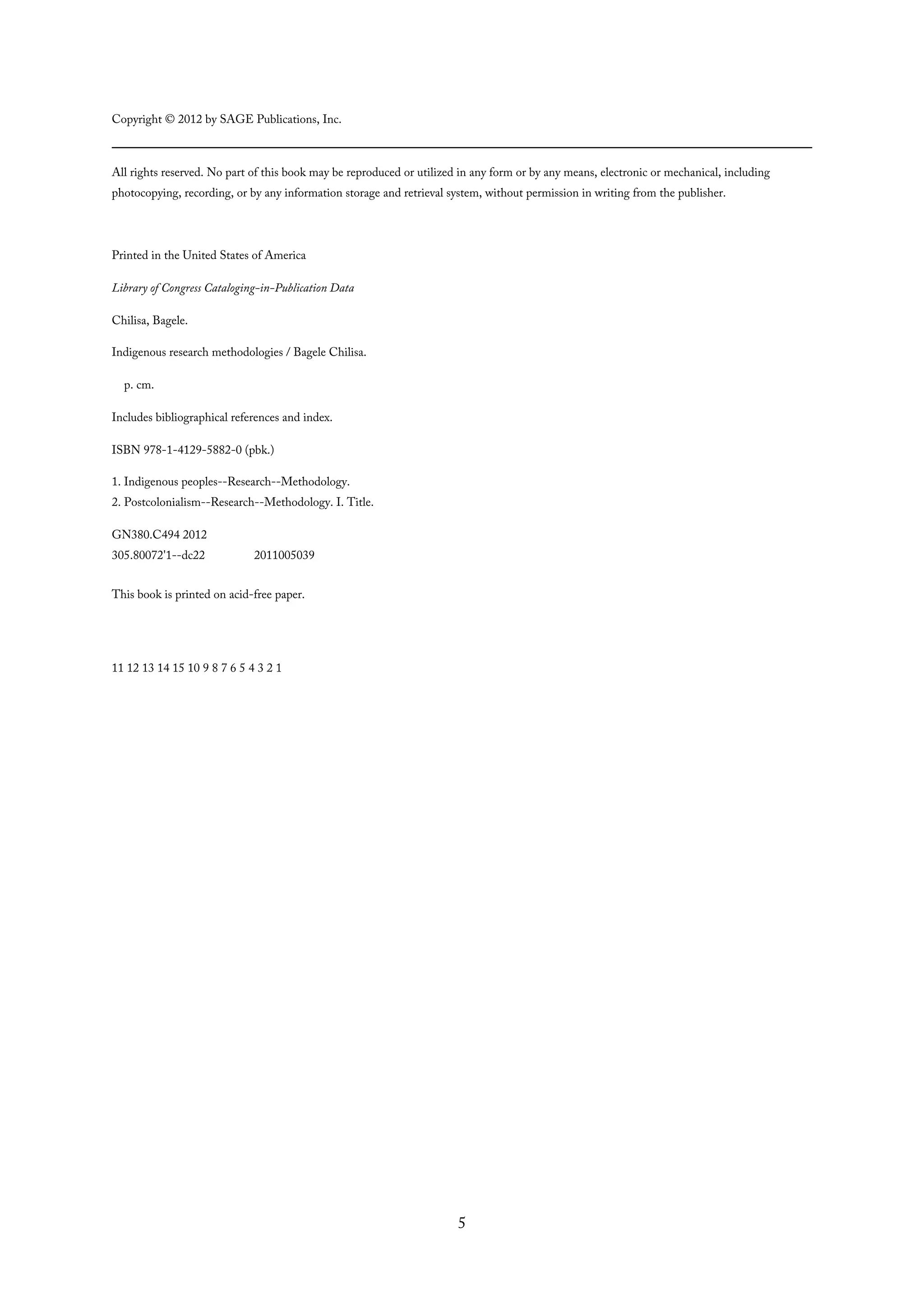 Indigenous Research Methodologies Bagele Chilisa | PDF