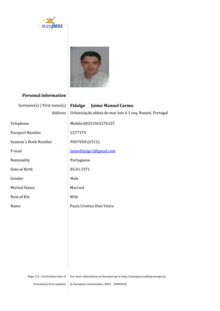 Jaime Fidalgo-CV | PDF | Cruises | Travel Type