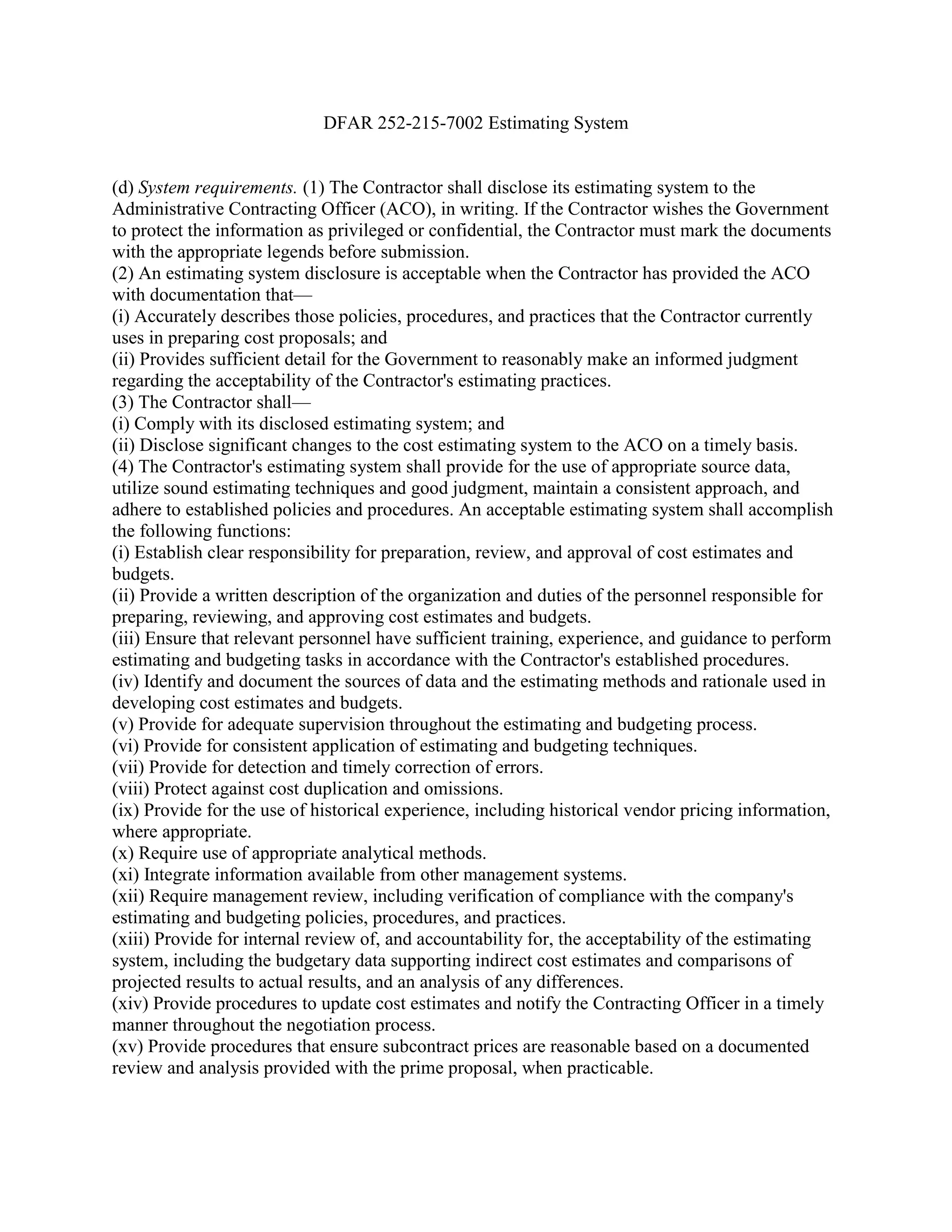 Requirement of Estimating System | PDF