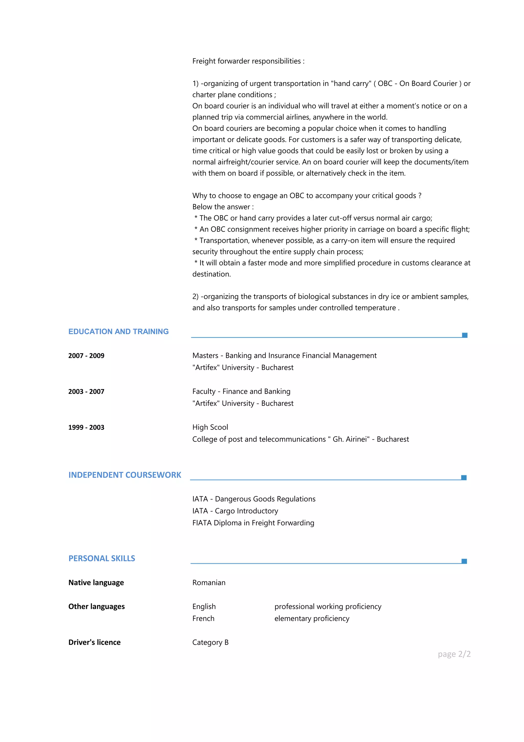 CV Adrian Ciobanu | PDF | Air Travel | Travel Type