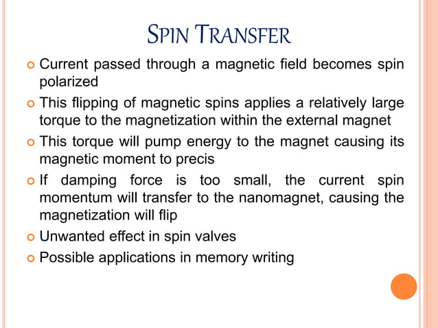Spintronics Technology | PPT | Data Storage and Warehousing | Computing