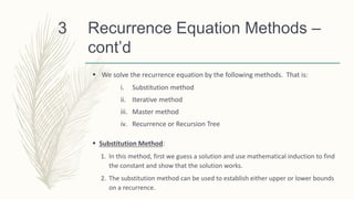 RECURRENCE EQUATIONS & ANALYZING THEM | PPT