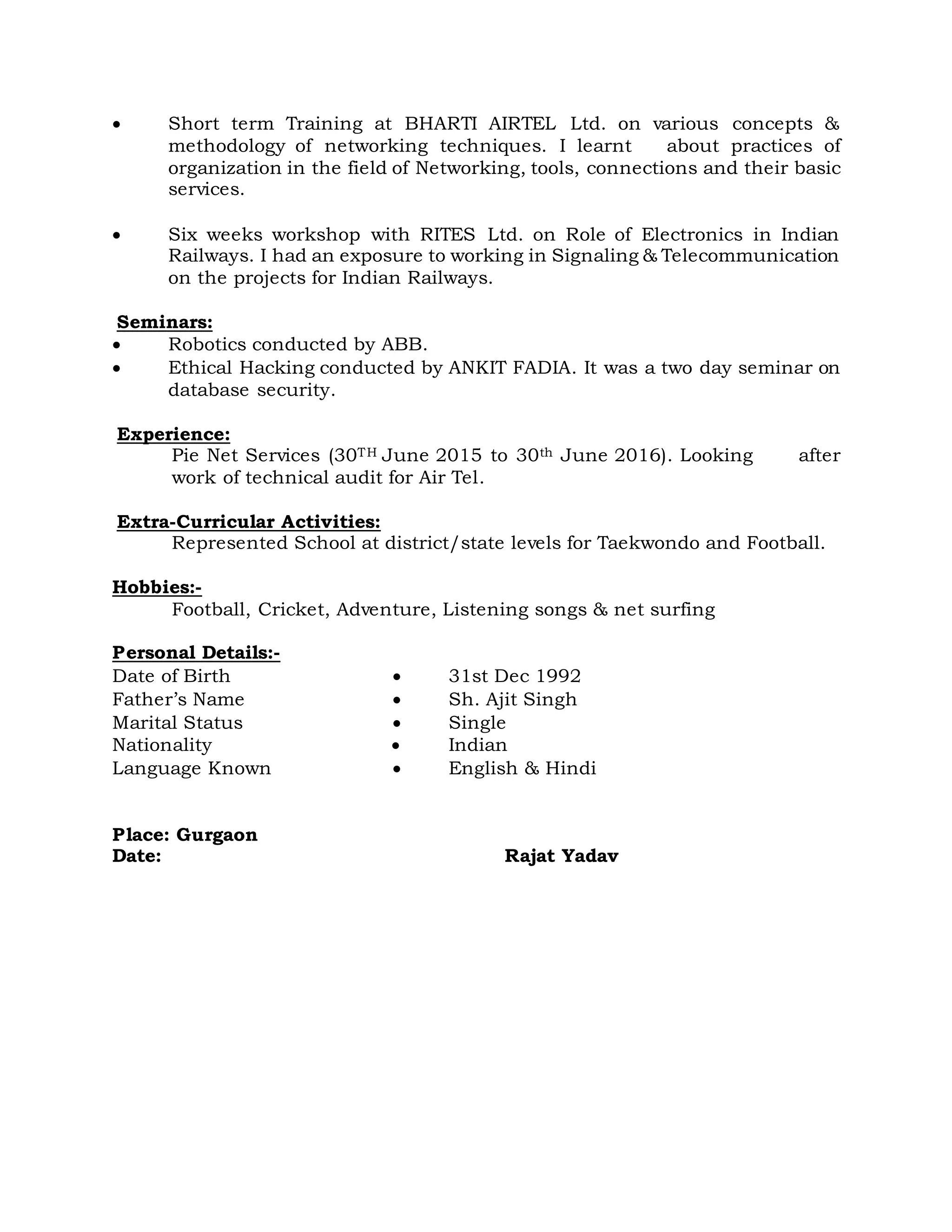 rajat resume 2016 | DOCX