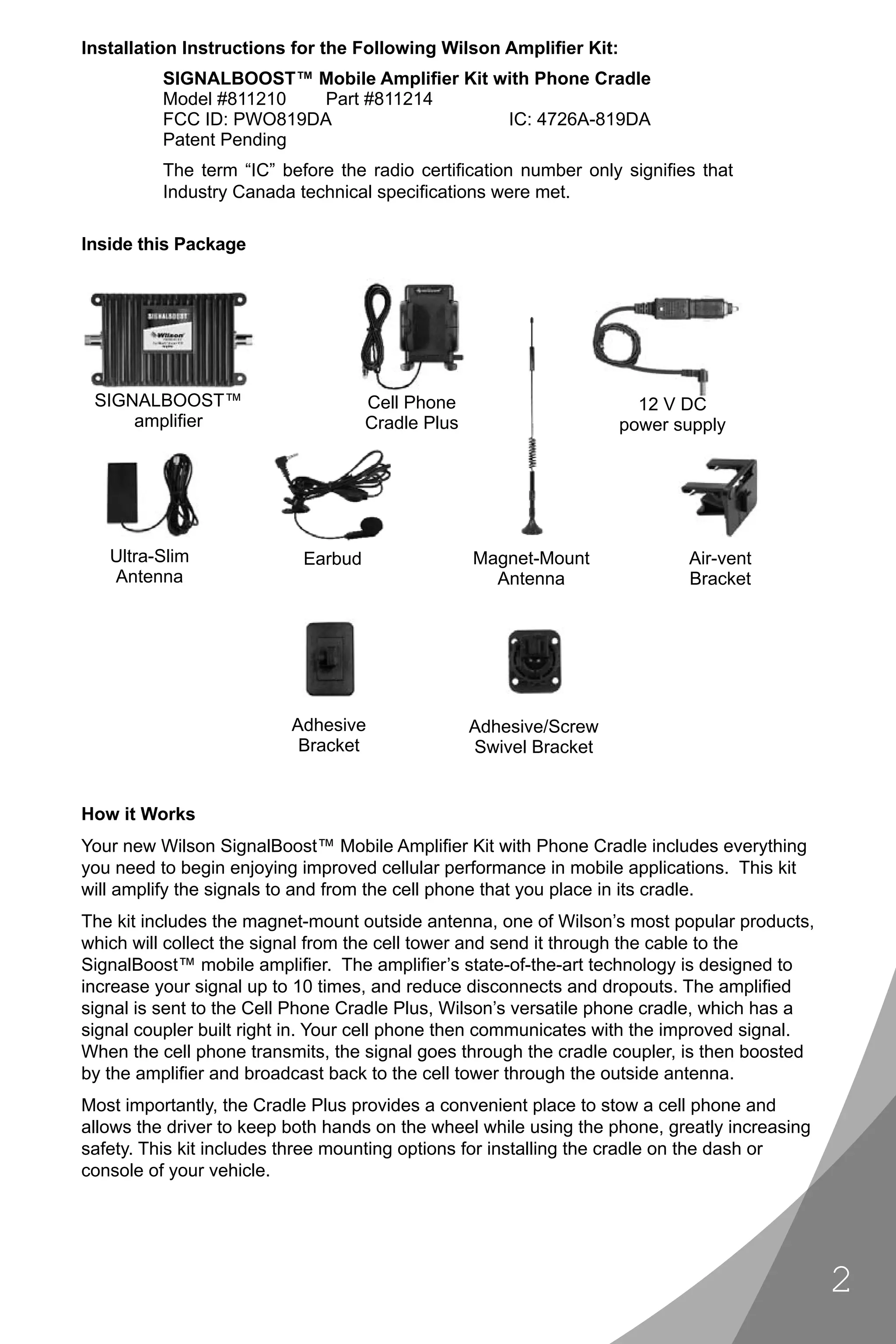 Wilson SignalBoost Cellular Amplifier Kit (811214) | PDF