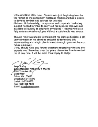 Mike Fuhs - Recommendation - Sean Coy | PDF