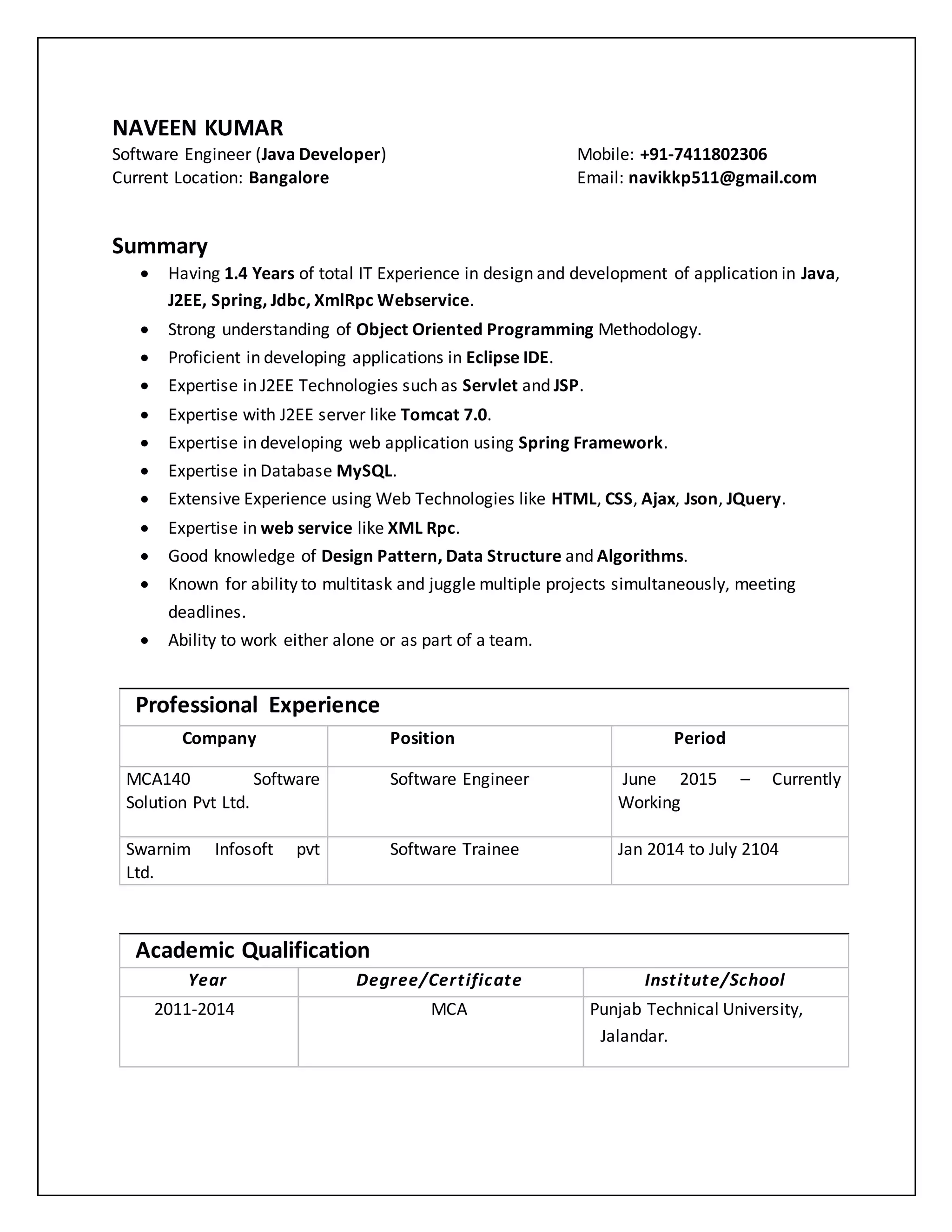 Naveen_Java_Exp_Resume | PDF