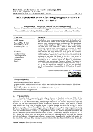 Privacy protection domain-user integra tag deduplication in cloud data server | PDF