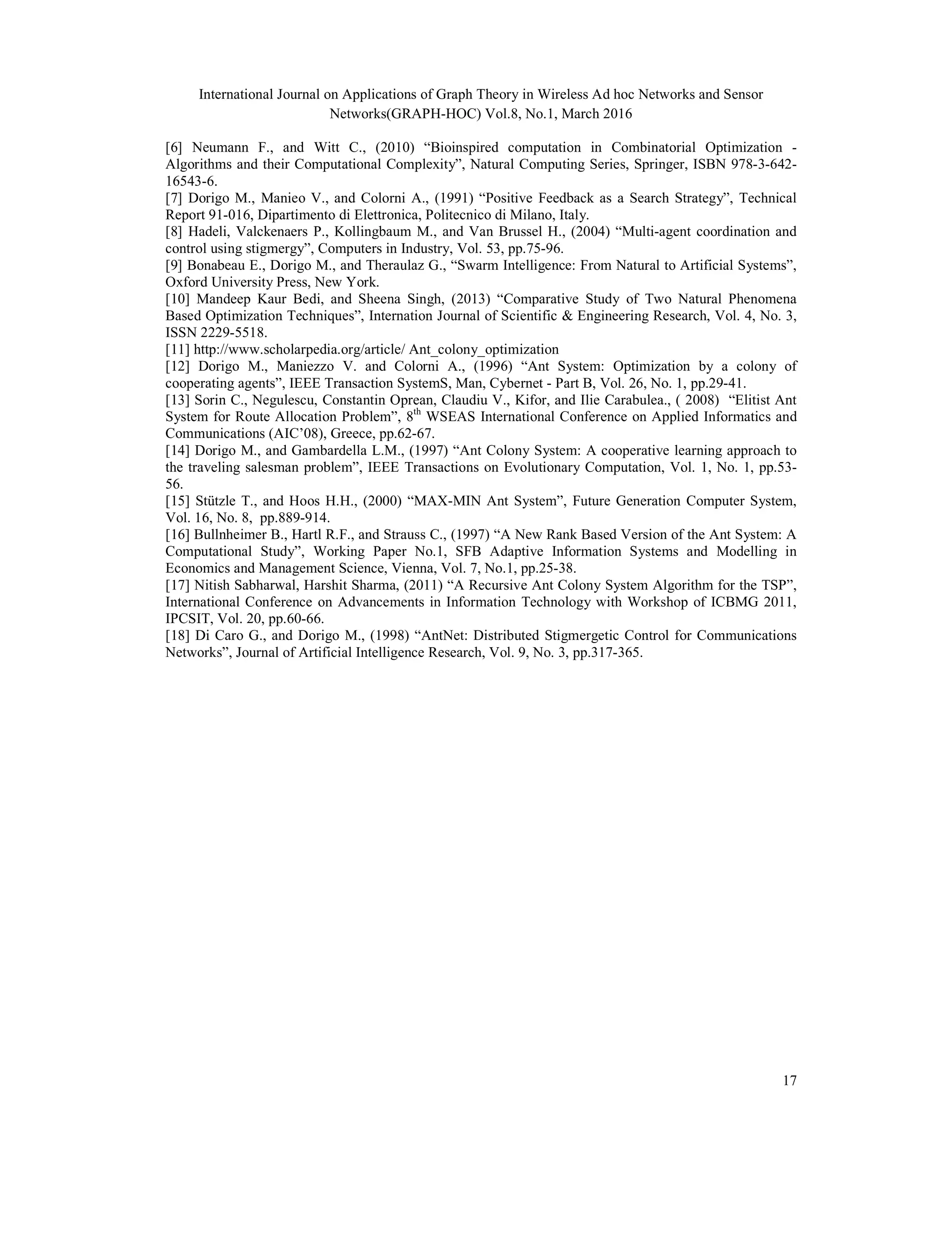 Swarm Intelligence From Natural To Artificial Systems Ant Colony Optimization Pdf