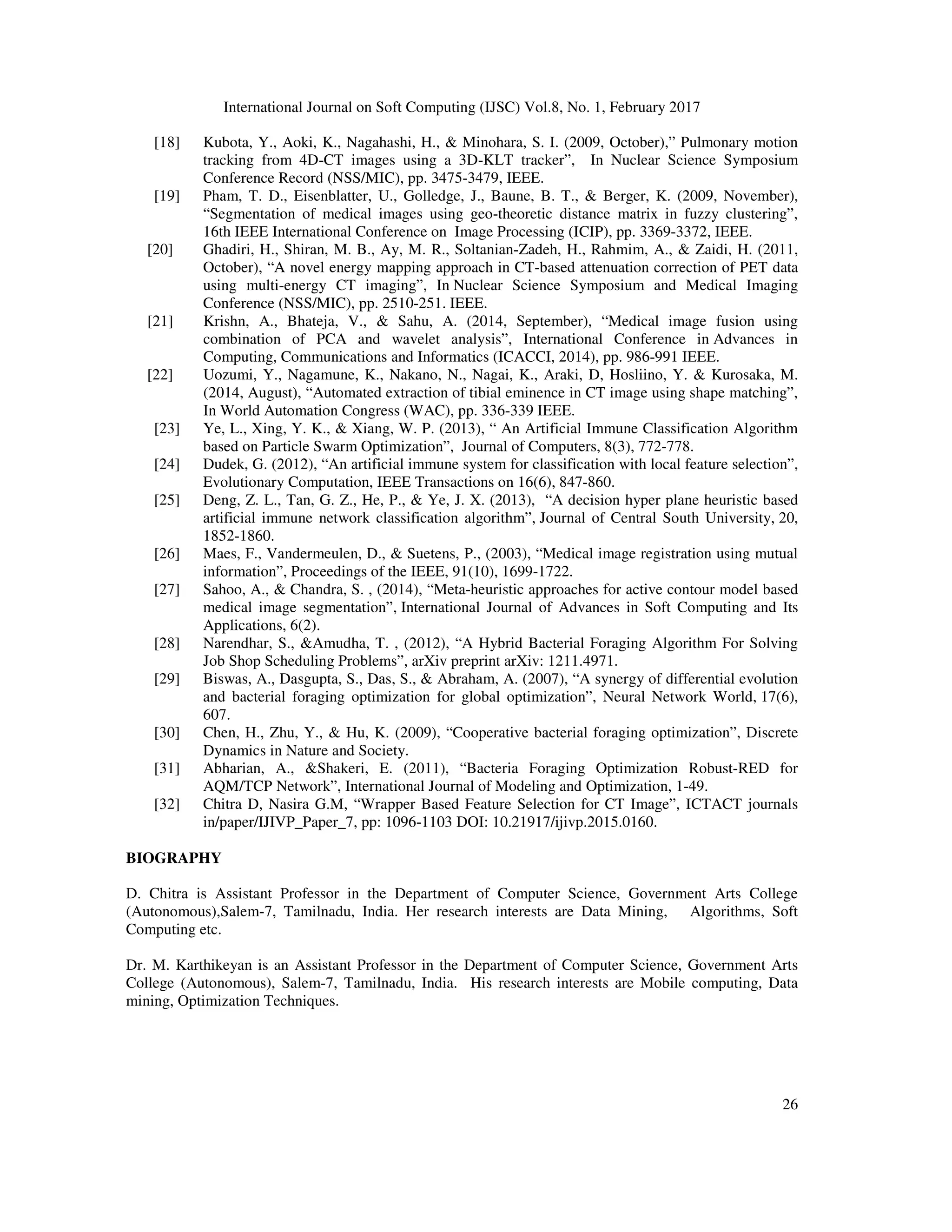 BFO – AIS: A Framework for Medical Image Classification Using Soft Computing Techniques | PDF