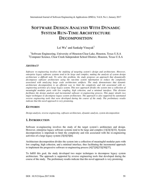 Software Design Analysis With Dynamic System Run Time Architecture Decomposition Pdf