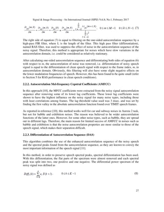 ROBUST FEATURE EXTRACTION USING AUTOCORRELATION DOMAIN FOR NOISY SPEECH RECOGNITION | PDF