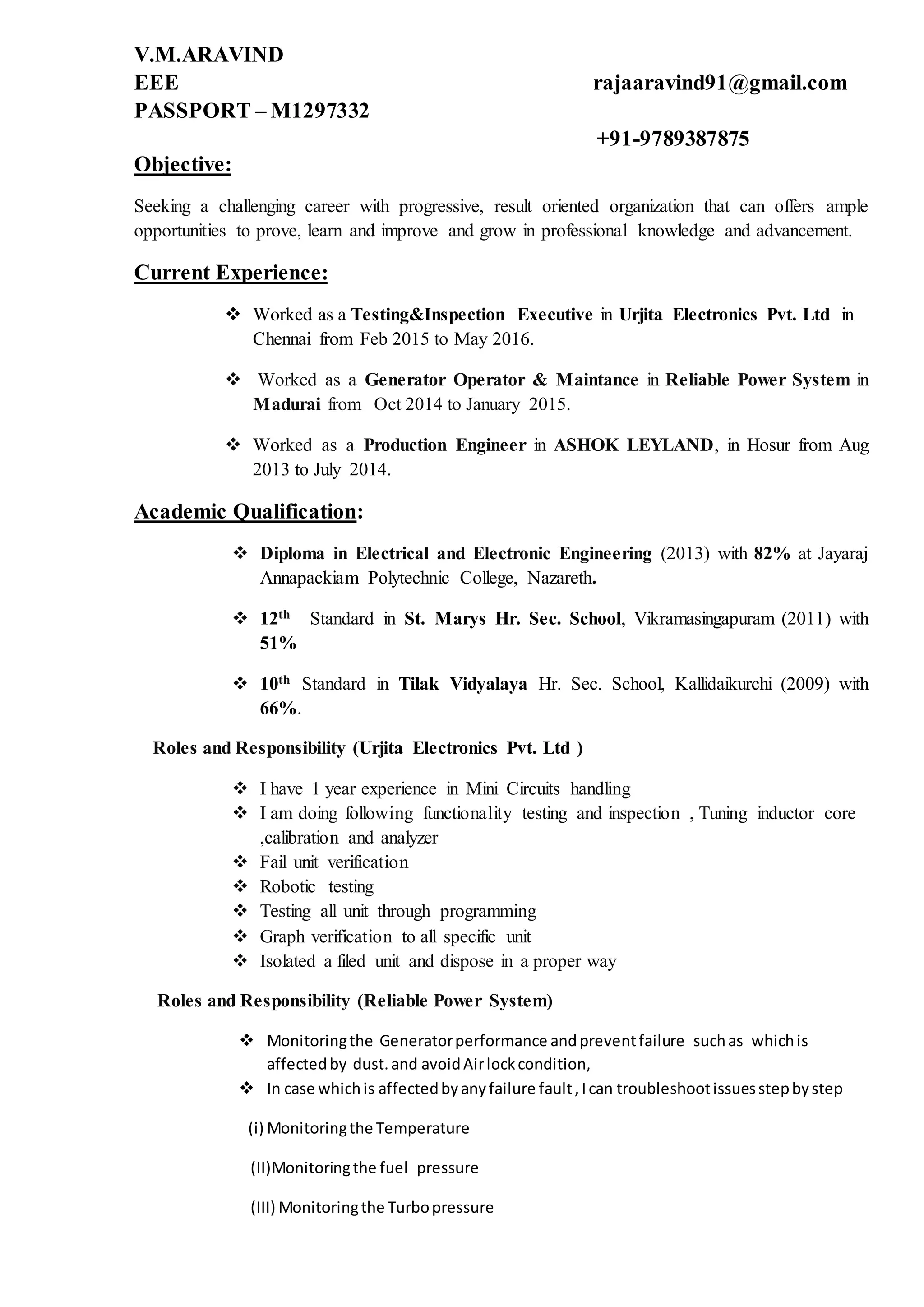 Resume_Aravind | DOCX | Robotics | Technology & Computing