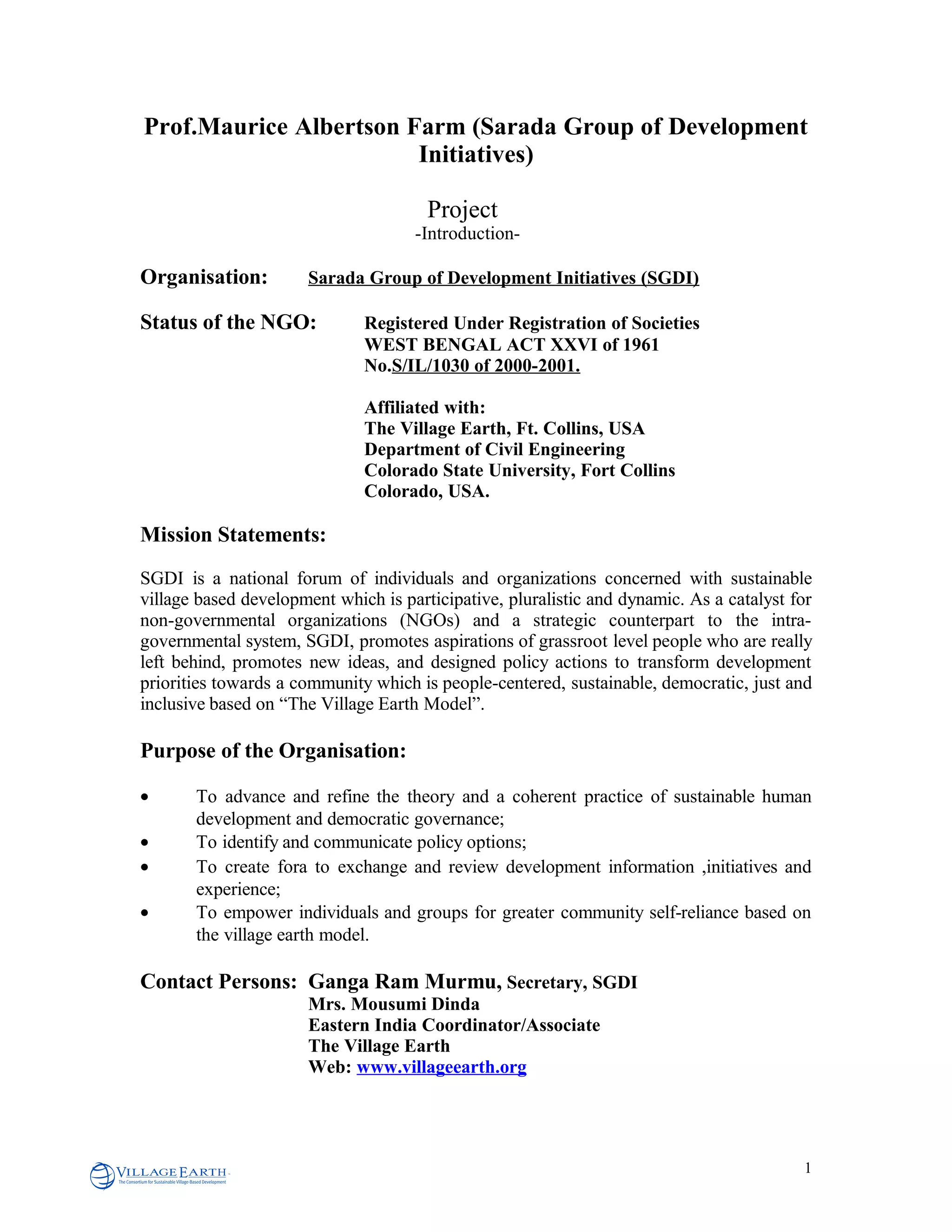 villageearth-SGDI-Purulia | PDF