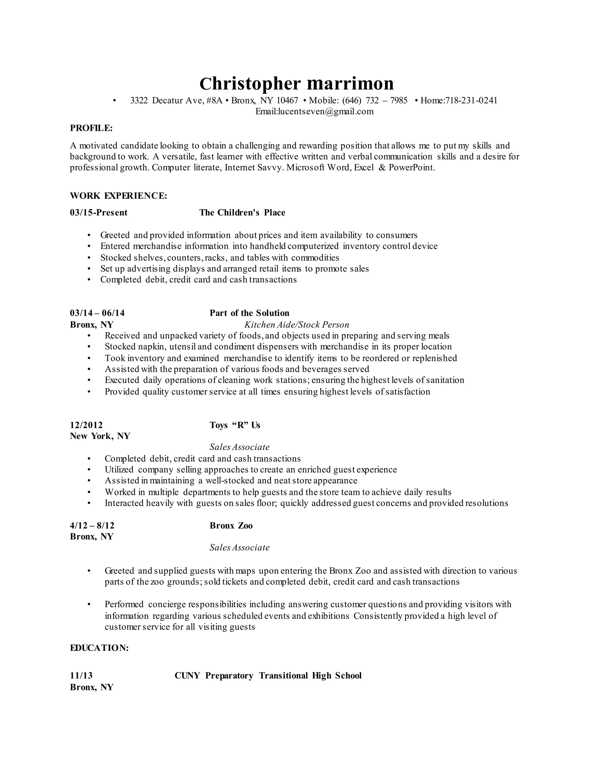 Resume october update | DOCX