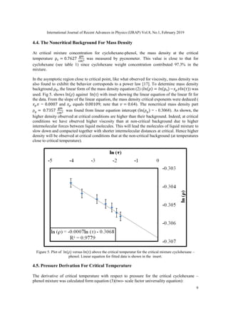 CYCLOHEXANE – PHENOL BINARY LIQUID MIXTURE: BEHAVIOR AND PARAMETERS AT CRITICAL CONDITIONS | PDF